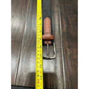 Accessories | Mens Gray Brown Leather Felt Belt Silver Buckle Size M ...